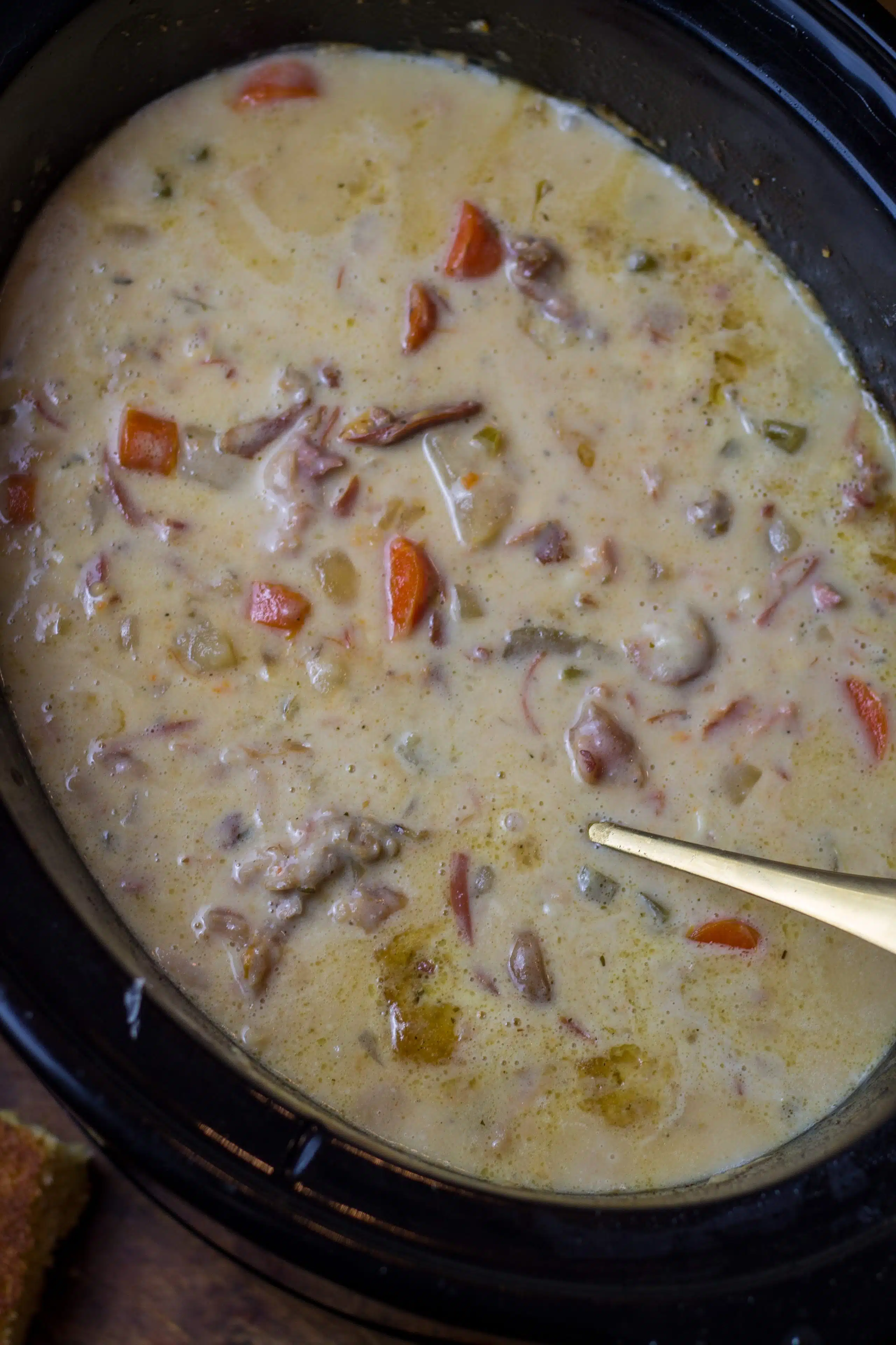 Crockpot Cheesy Potato & Hambone Soup Recipe