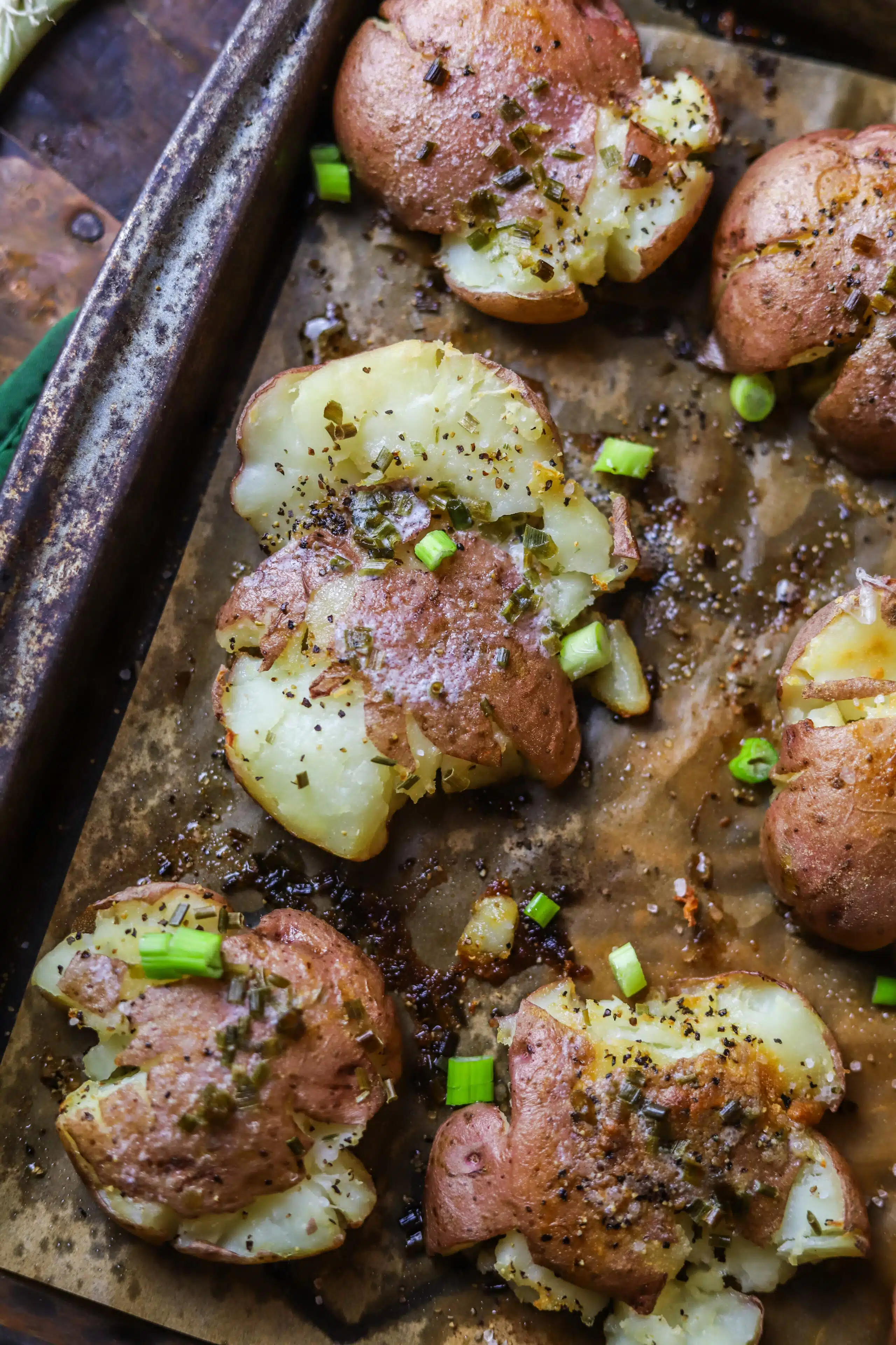Smashed Red Potatoes with Butter and Chives